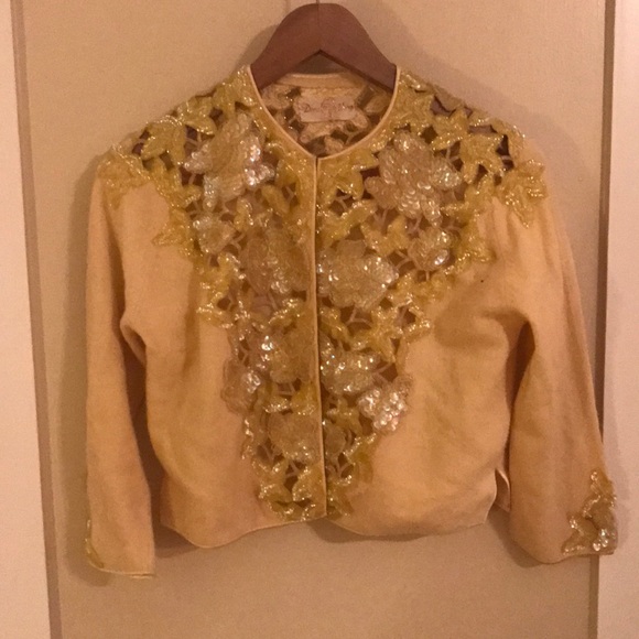 dora wong | Sweaters | Yellow Sequined Vintage Top | Poshmark